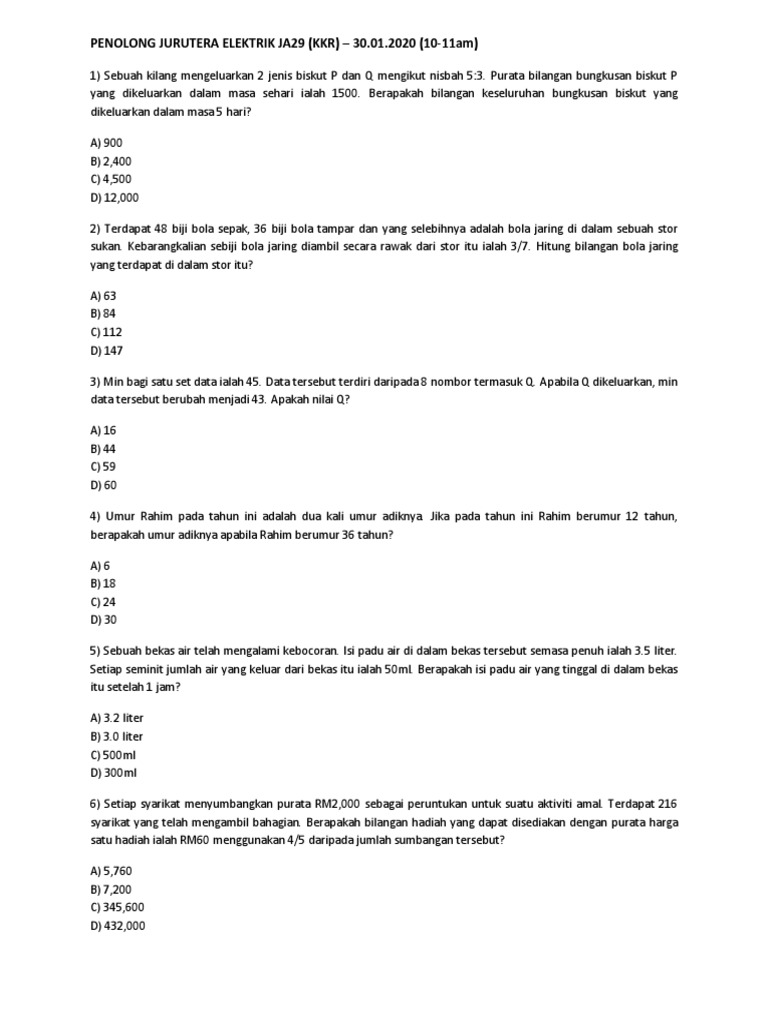 Jurutera Elektrik JA29 30.01.2020 PDF | PDF