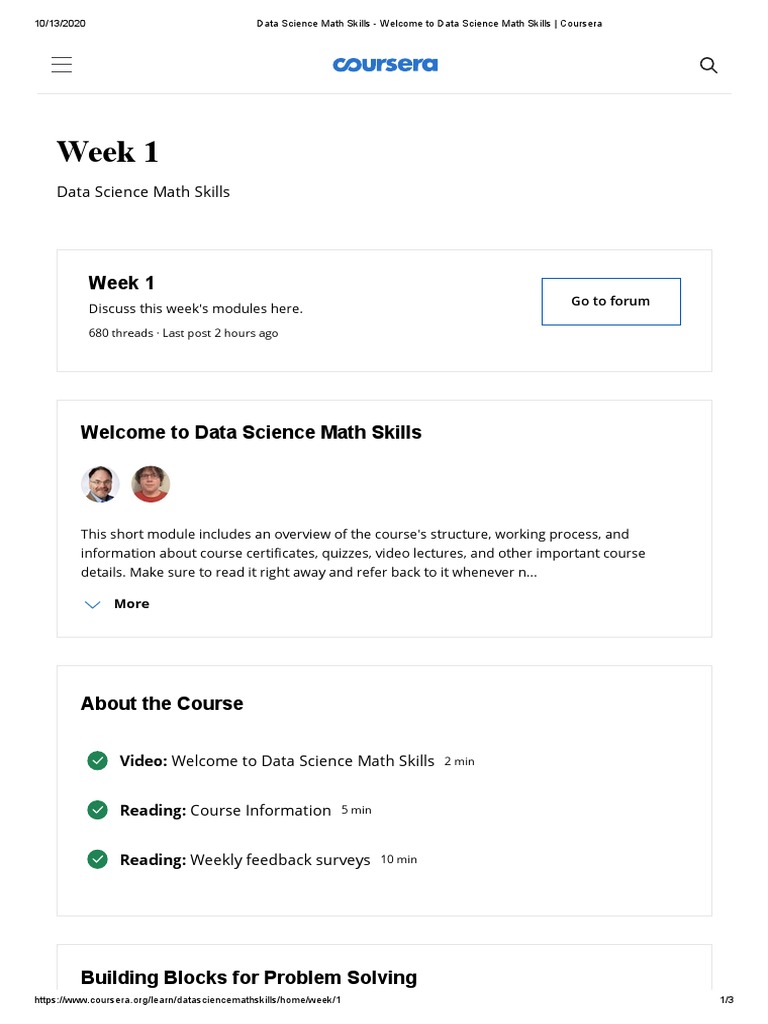 Data Science Math Skills - Week 1 | PDF | Mathematics | Summation