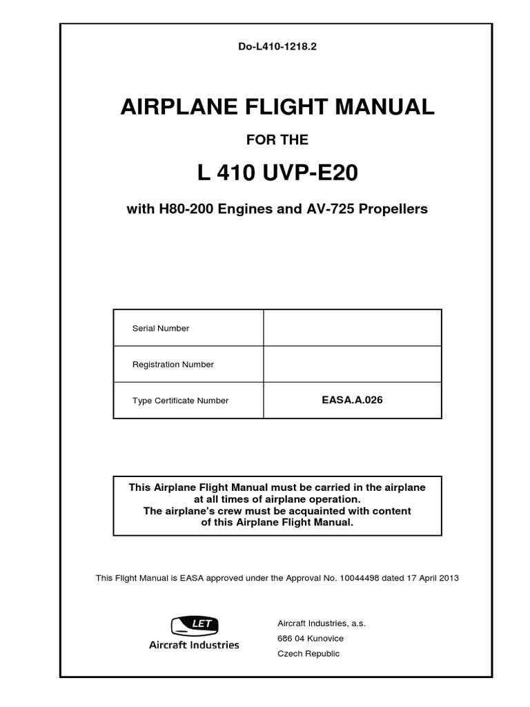 Afm Let 410 | PDF | Landing Gear | Empennage