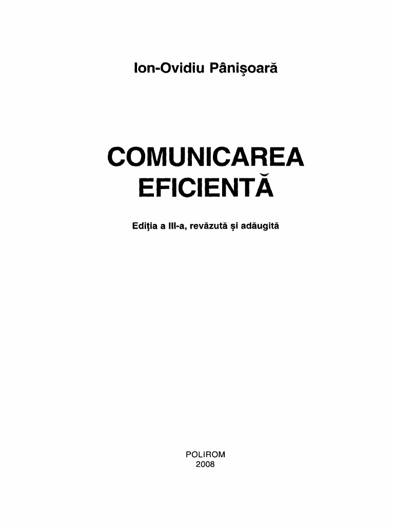 Ion Ovidiu Panioara Comunicare Eficient | PDF