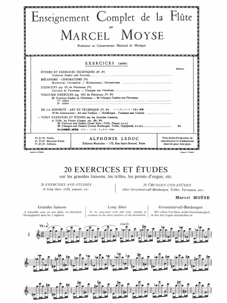 Marcel Moyse - 20 Exercices Et Etudes | PDF