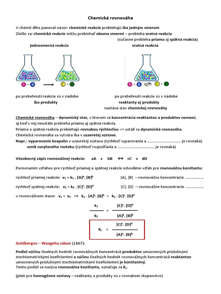 Chemická Rovnováha - Praclist | PDF