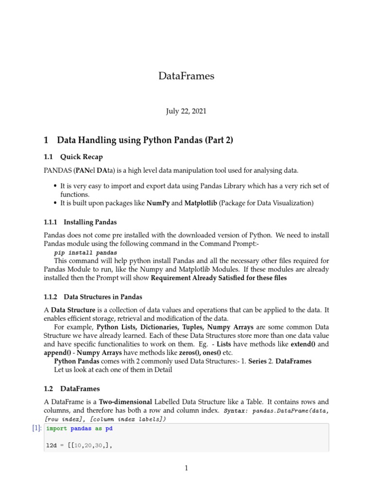 Class 12 Panda Project | PDF | Python (Programming Language) | Data ...