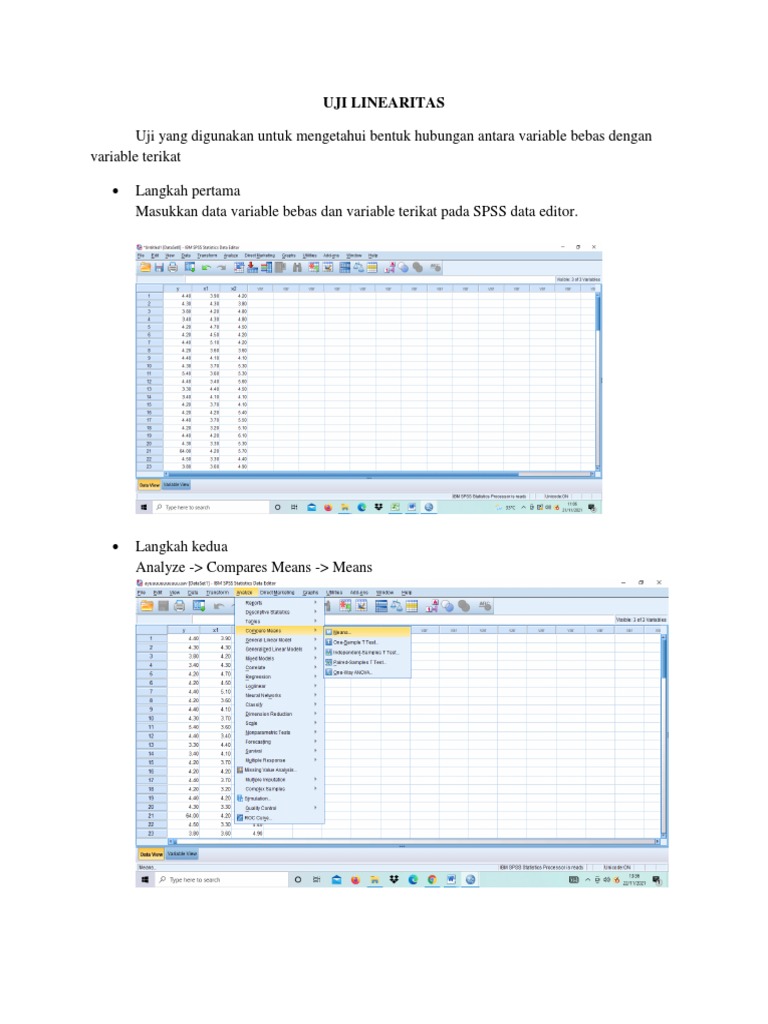 Uji Linearitas Variabel di SPSS | PDF