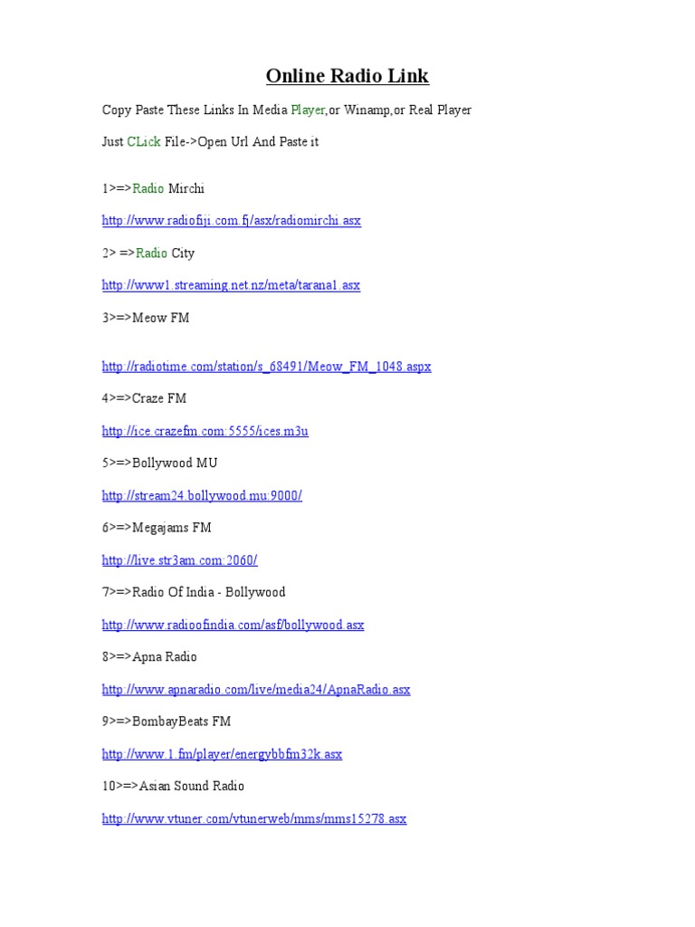 Online Radio Streaming Links Guide | PDF | Business