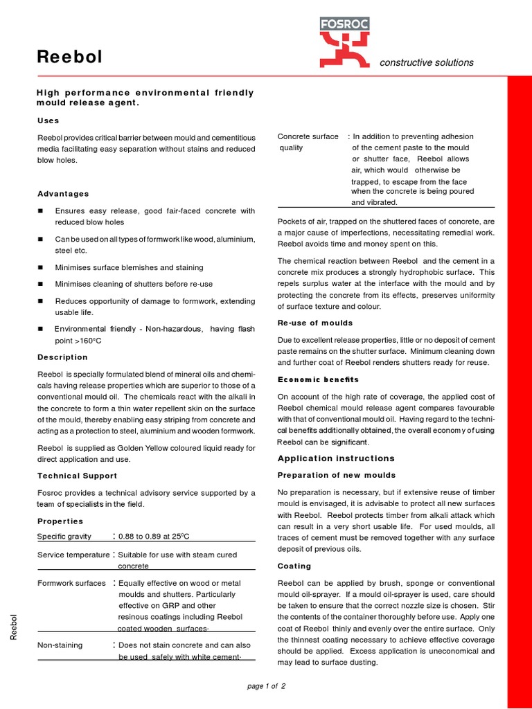 Reebol: High Performance Environmental Friendly Mould Release Agent ...