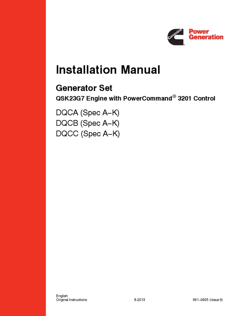 Installation Manual: Generator Set | PDF | Screw | Fires
