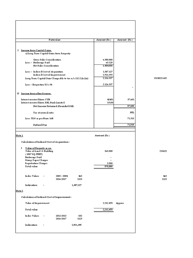 Capital Gain Format | PDF | Capital Gain | Taxes
