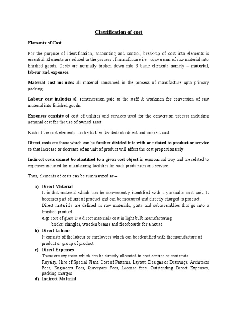Unit 2 - Classification of Cost | PDF | Cost | Expense