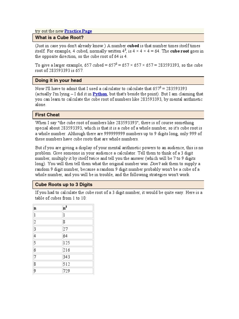 What Is A Cube Root Practice Page Pdf Algebra Teaching Mathematics 1832