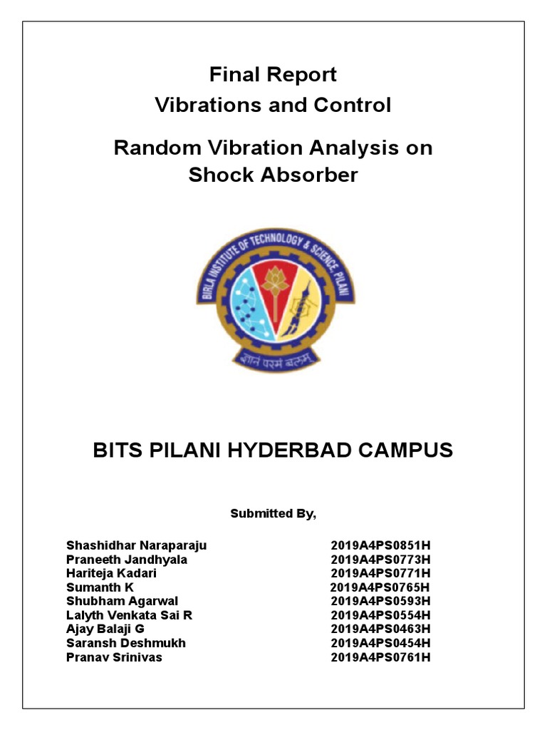 Final Report Vibrations and Control Random Vibration Analysis On Shock ...