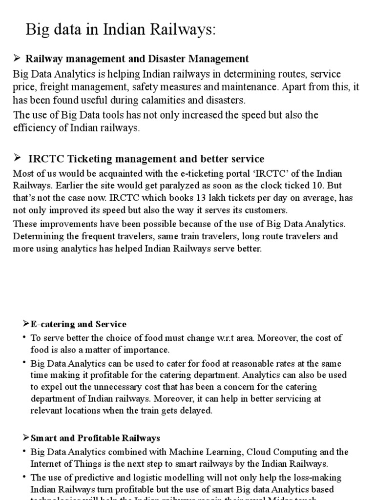 Big Data in Indian Railways | PDF