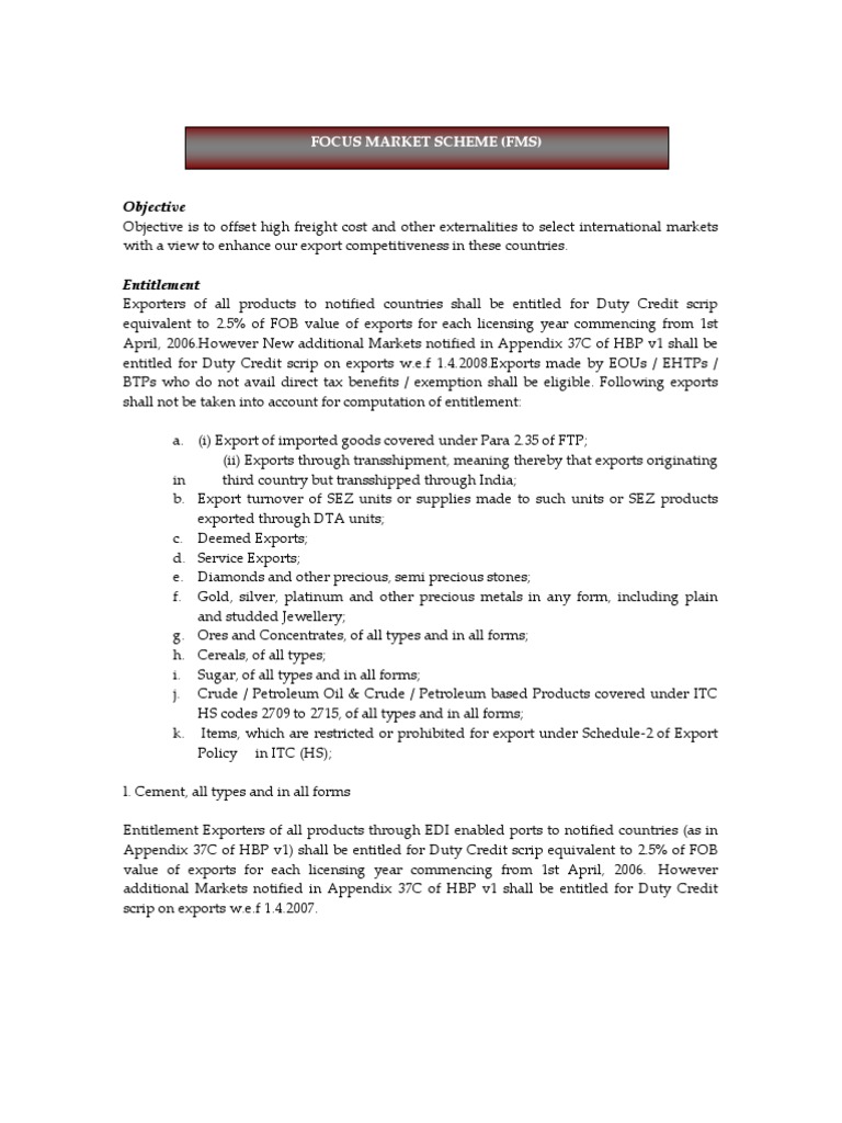 Export Duty Credit for Focus Markets | PDF | Economies | Business