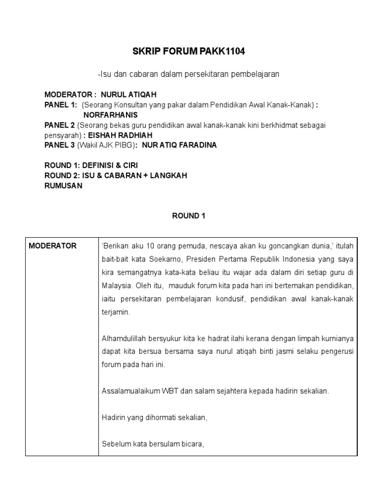 Skrip Forum Pakk1104 2 | PDF | Karier & Perkembangan | Pengembangan Diri