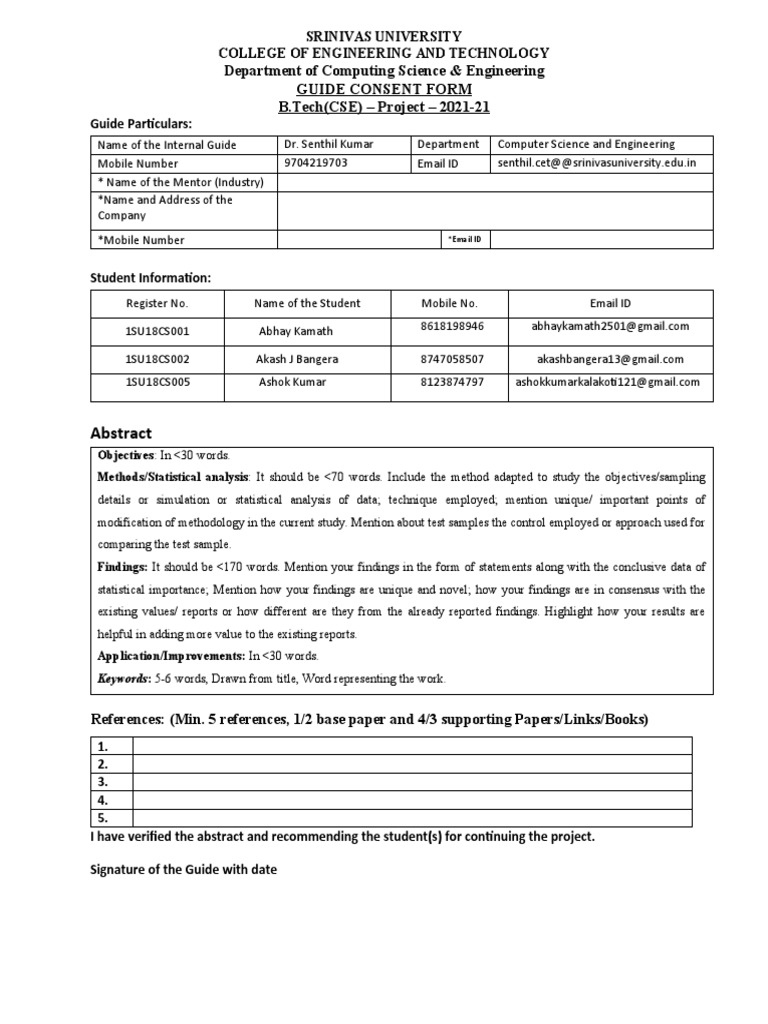 Guide Consent Form - CSE-SU | PDF