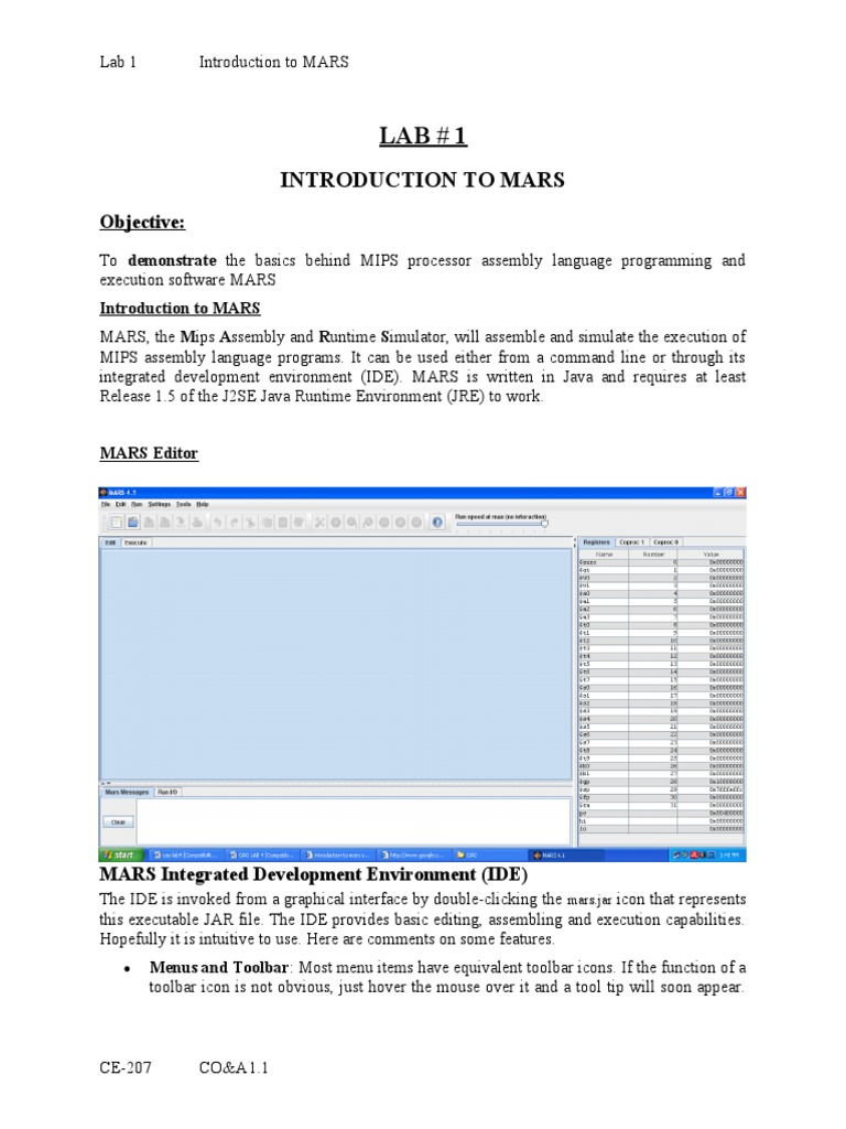 MIPS Assembly Basics with MARS | PDF | Menu (Computing) | Command Line ...