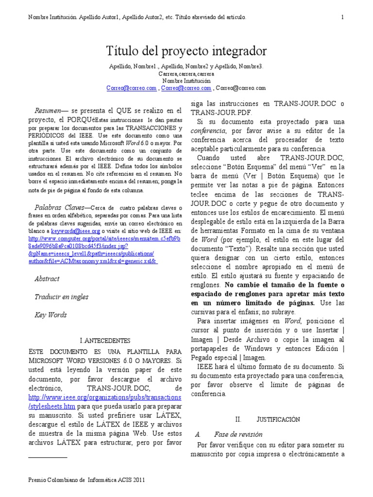 formato-articulos-IEEE-Español-1 | PDF | Microsoft Word | Archivo de ...