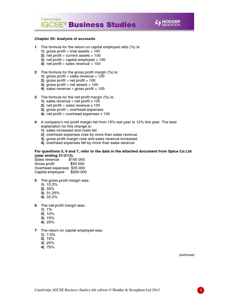Explanation For This Change Is:: Cambridge IGCSE Business Studies 4th ...