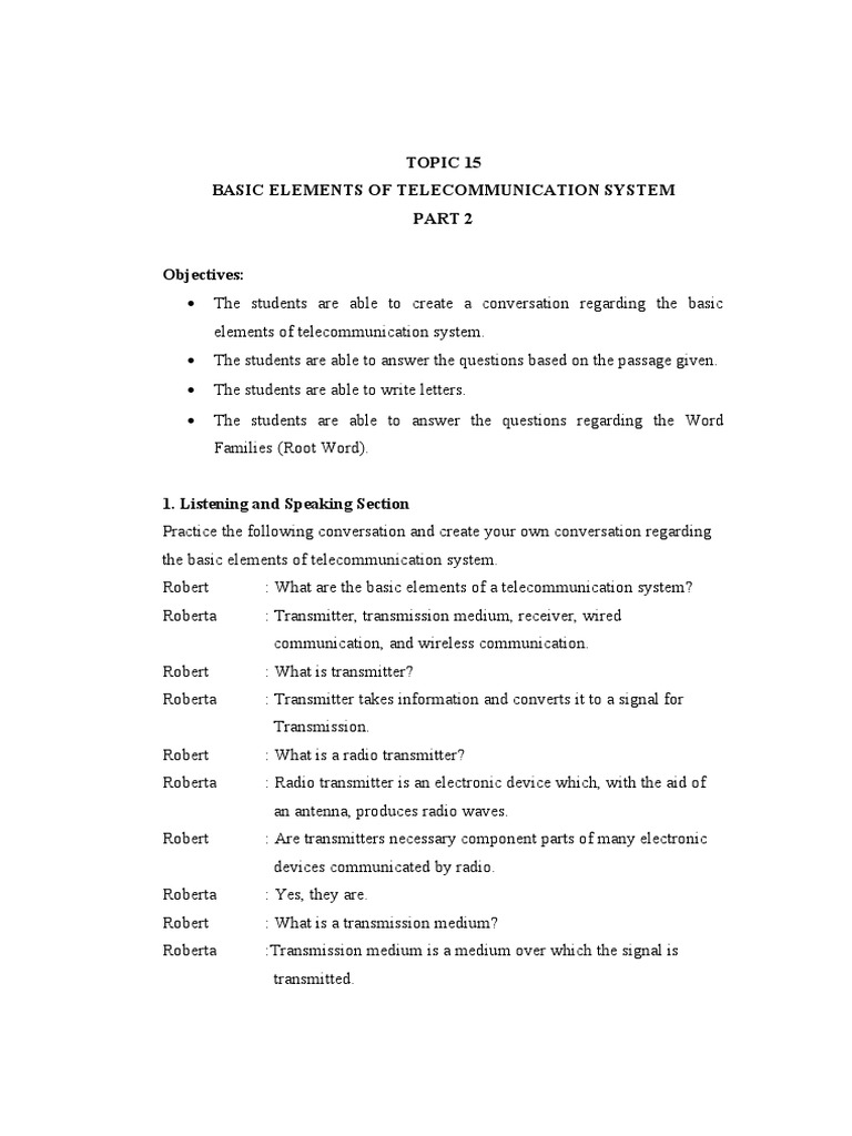 Basic Elements of Telecommunication Systems 2 2 | PDF | Transmission ...