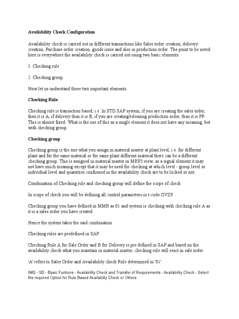 Availability Check Configuration | PDF | Cheque | Receipt