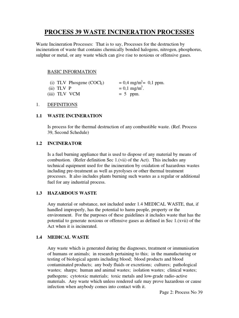 Waste Incineration Process Guidelines | PDF | Incineration | Combustion