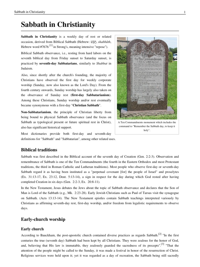 Sabbath in Christianity | PDF | Sabbath In Christianity | Biblical Sabbath