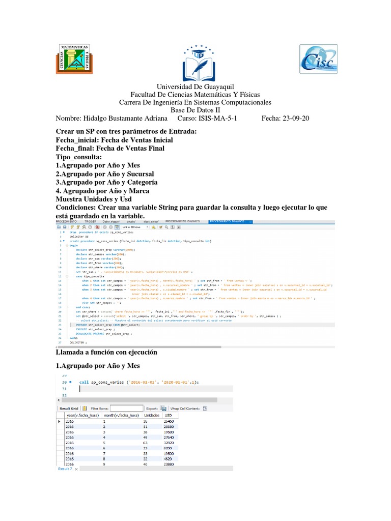 Tarea - SP - Con Parametros | PDF