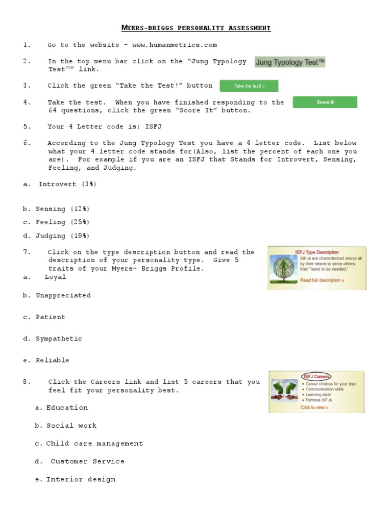 Myers Briggs Personality Profile Test | PDF | Personality Type ...