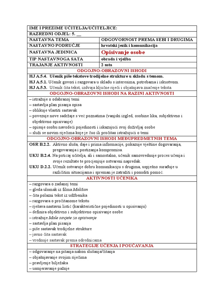 Opisivanje Osobe | PDF