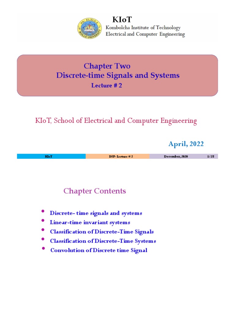 Chapter Two Discrete-Time Signals and Systems: Kiot, School of ...