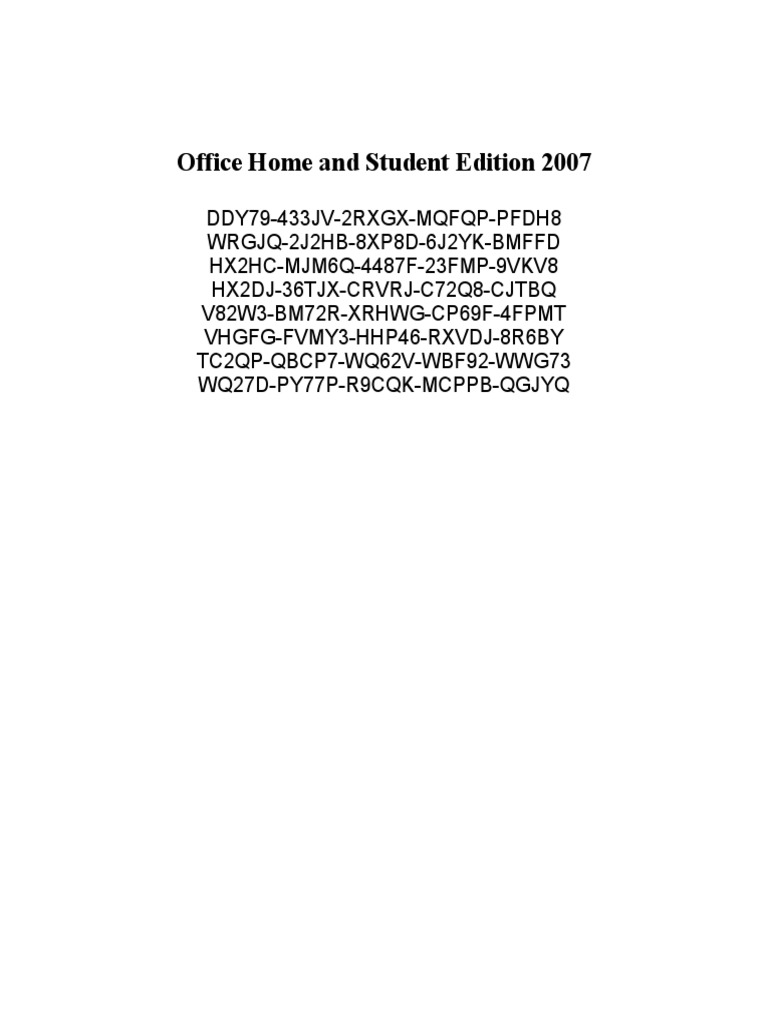 Office Home & Student 2007 Keys | PDF