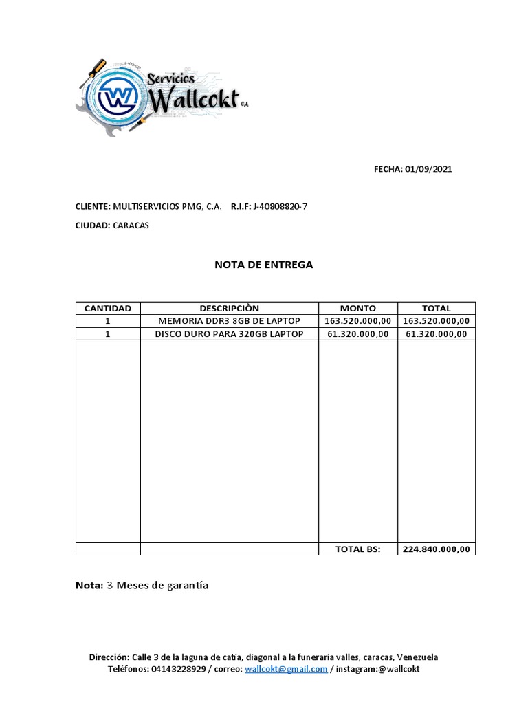 Nota de Entrega | PDF