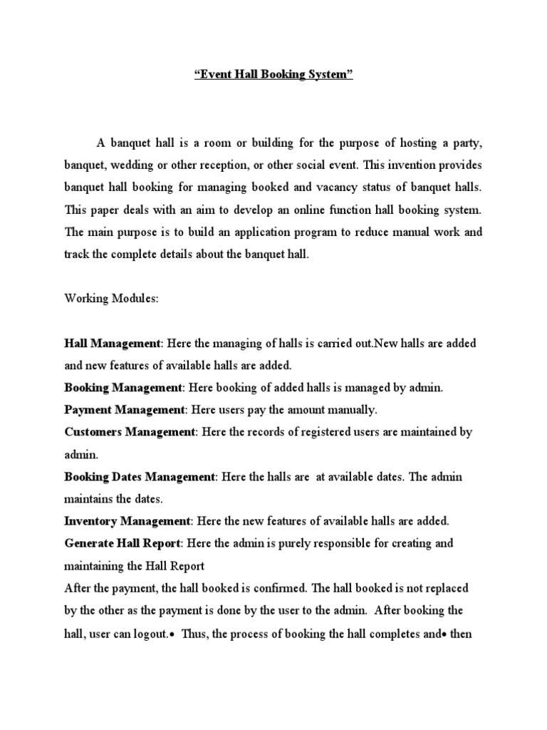 Event Hall Booking System | PDF | Login | Web Application