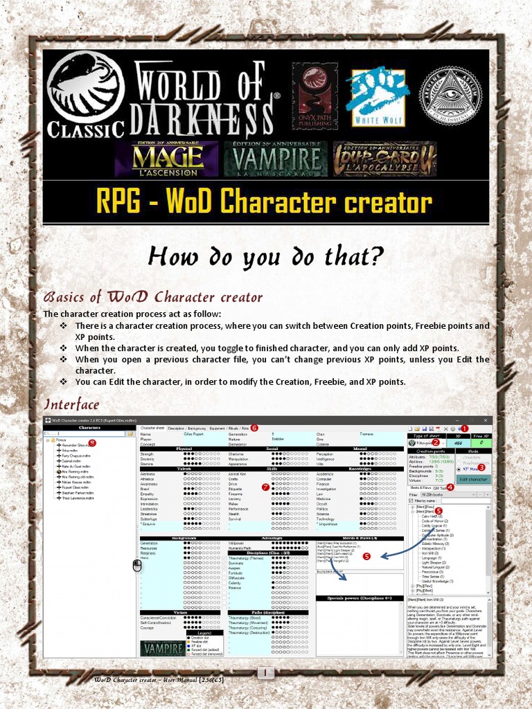 How Do You Do That?: Basics of Wod Character Creator | PDF | Computing ...