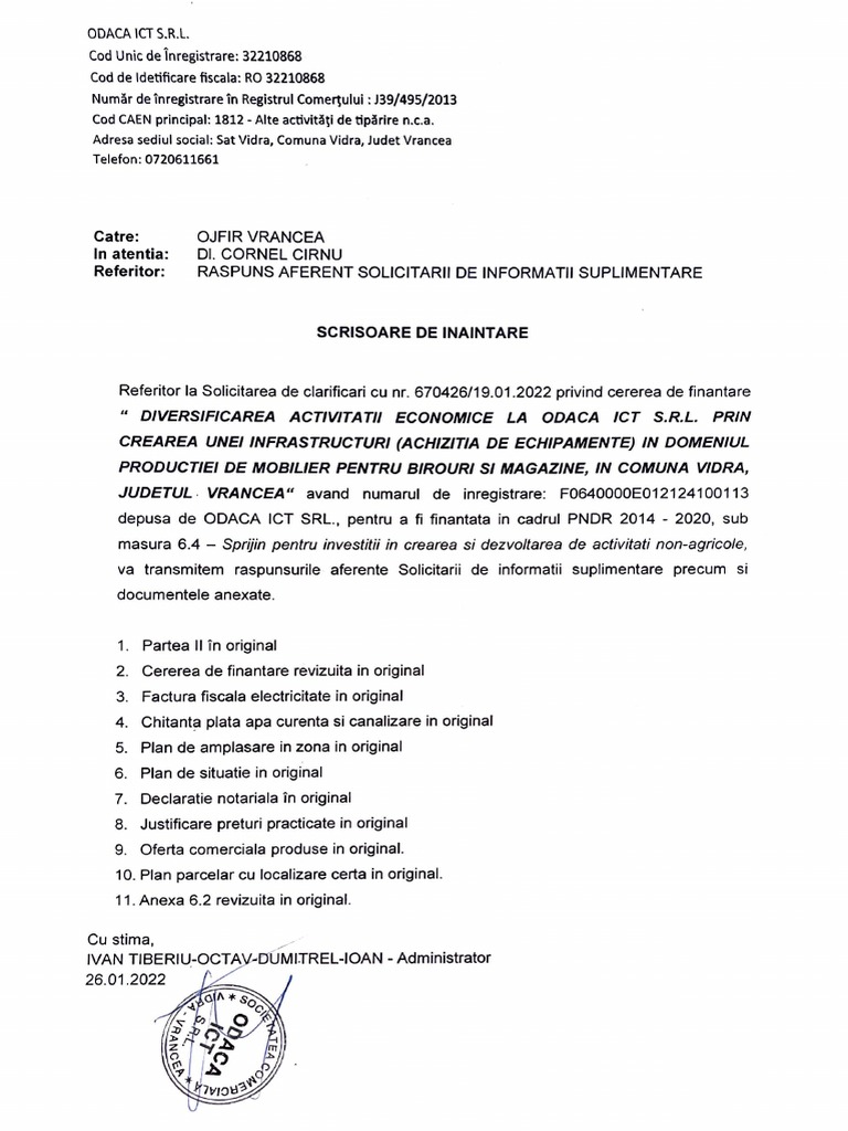 Scrisoare de Inaintare | PDF