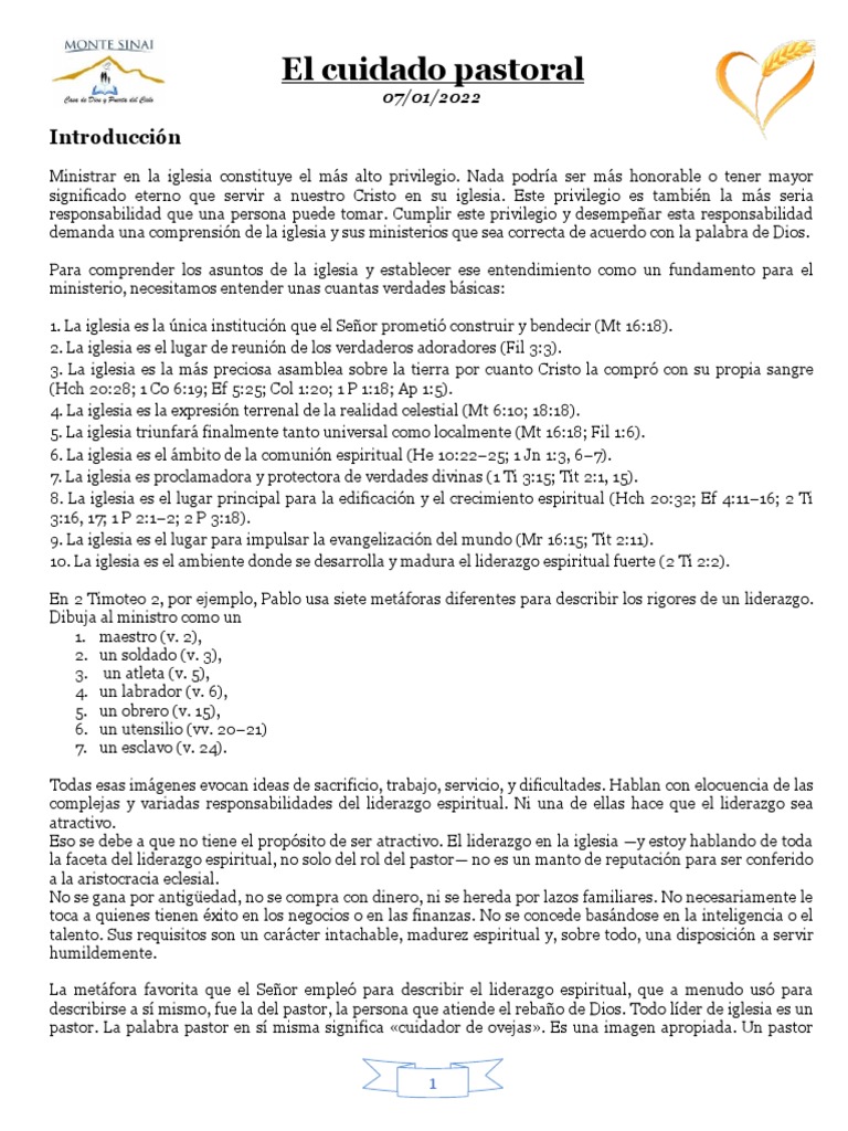 El Cuidado Pastoral | PDF | Amor | Pastor