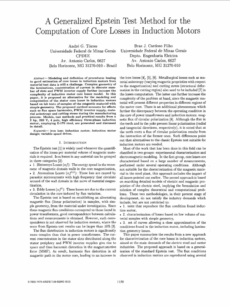 A Generalized Epstein Test Method For Computation of Core Losses in ...