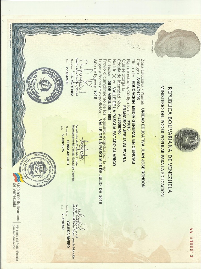 Titulo de Bachiller | PDF