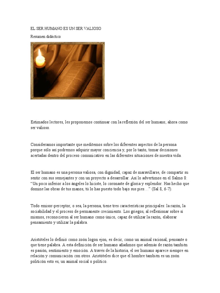 El Ser Humano Es Un Ser Valioso | PDF | Razón | Aristóteles