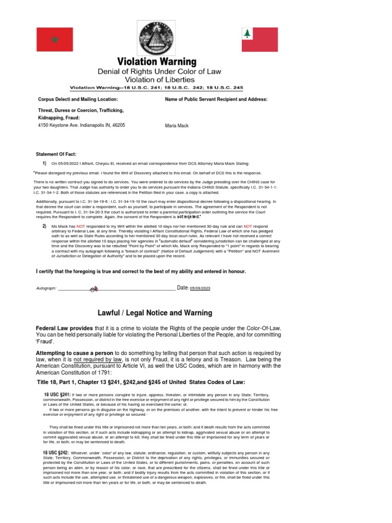 Legal Notice: Rights Violation Warning | PDF | Crimes | Crime & Violence