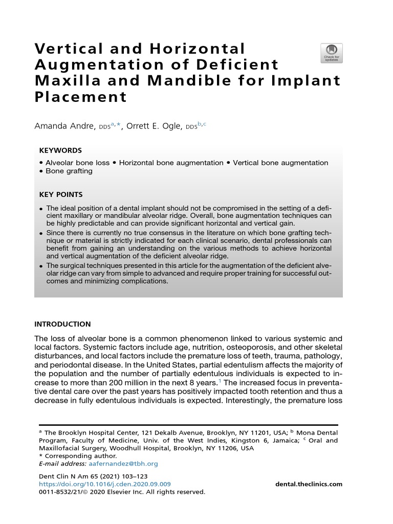 Vertical and Horizontal Augmentation of Deficient Maxilla and Mandible ...