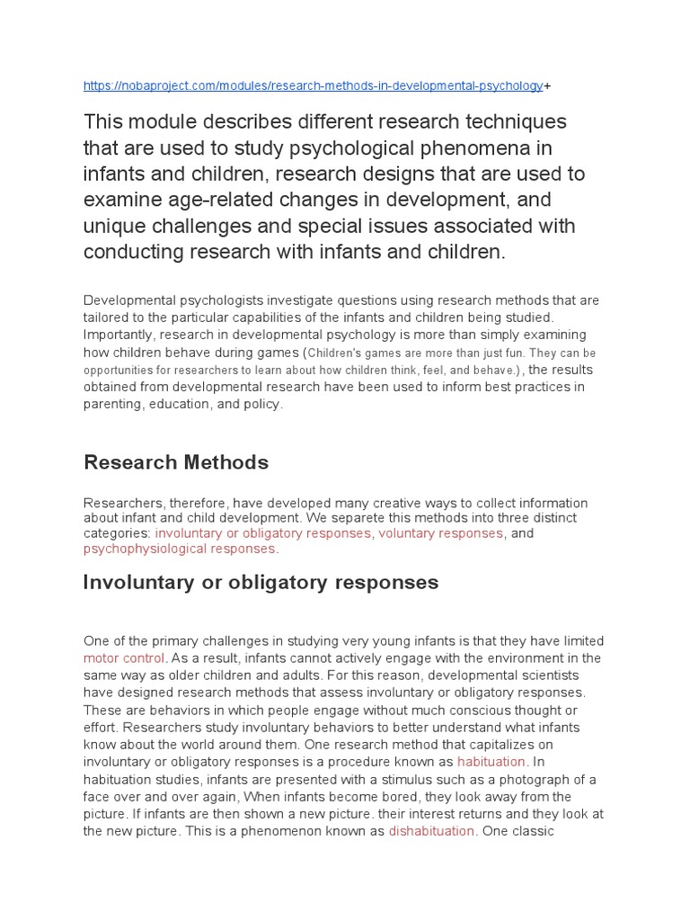 Research Methods in Developmental Psychology | PDF | Institutional ...