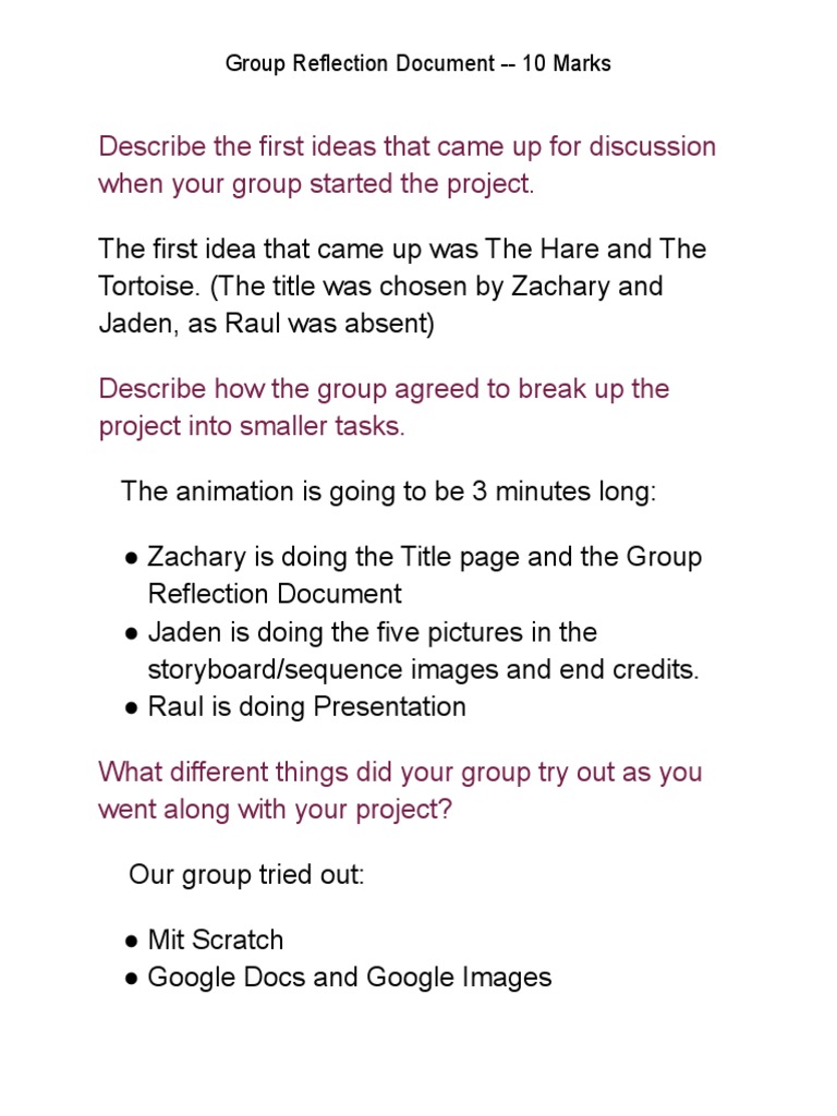 Group Reflection Document | PDF