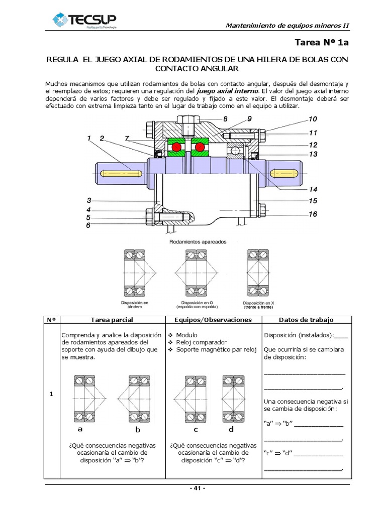 Lab 1a Regula El Juego Axial de Rodamientos de Una Hilera de Bolas Con Contacto Angular | PDF