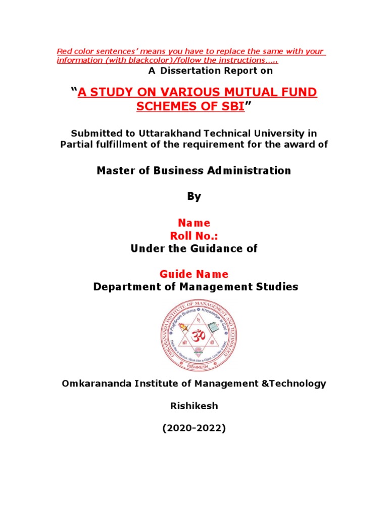 Dissertation-Cover Page - MBA | Download Free PDF | Thesis