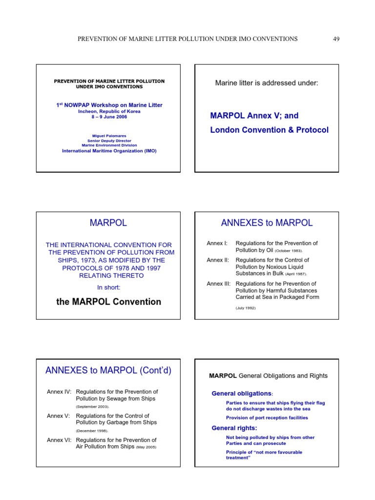 Marpol Annexes To Marpol: MARPOL Annex V and London Convention ...