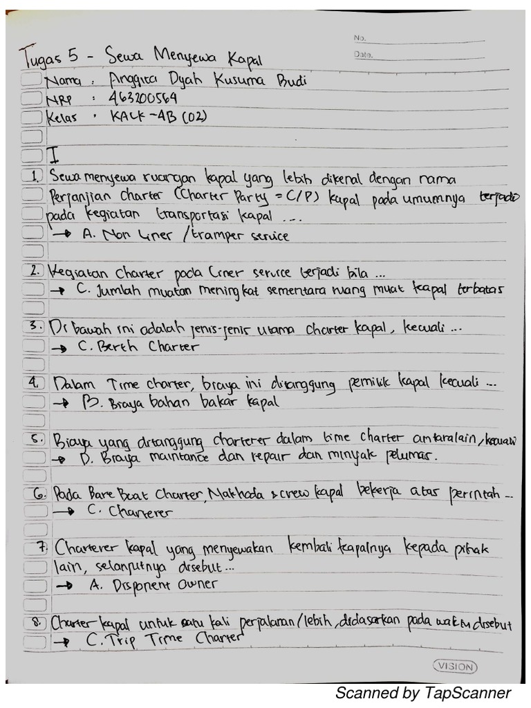 Tugas 5 Charter Kapal - Anggita Dyah k4b | PDF