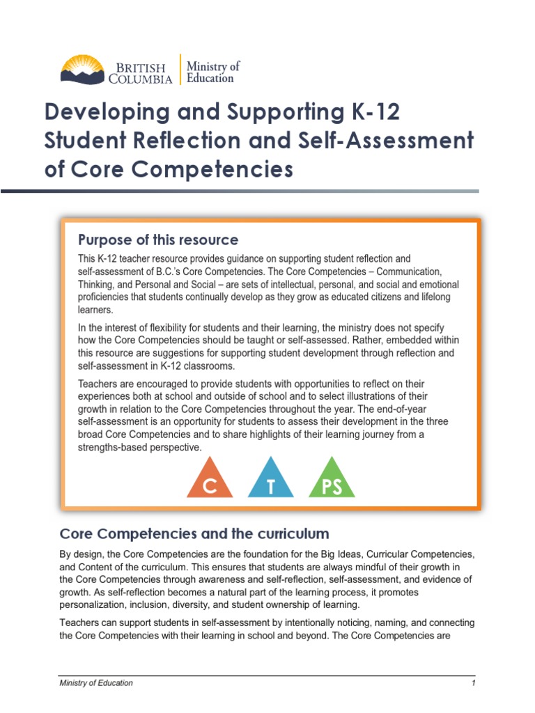 Developing and Supporting Student Reflection and Self Assessment of The ...