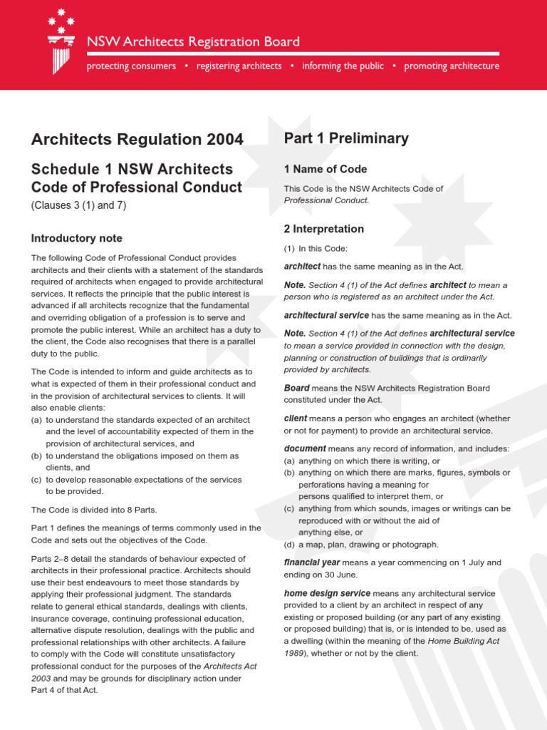 NSW Architects Professional Conduct Code | PDF | Architect ...