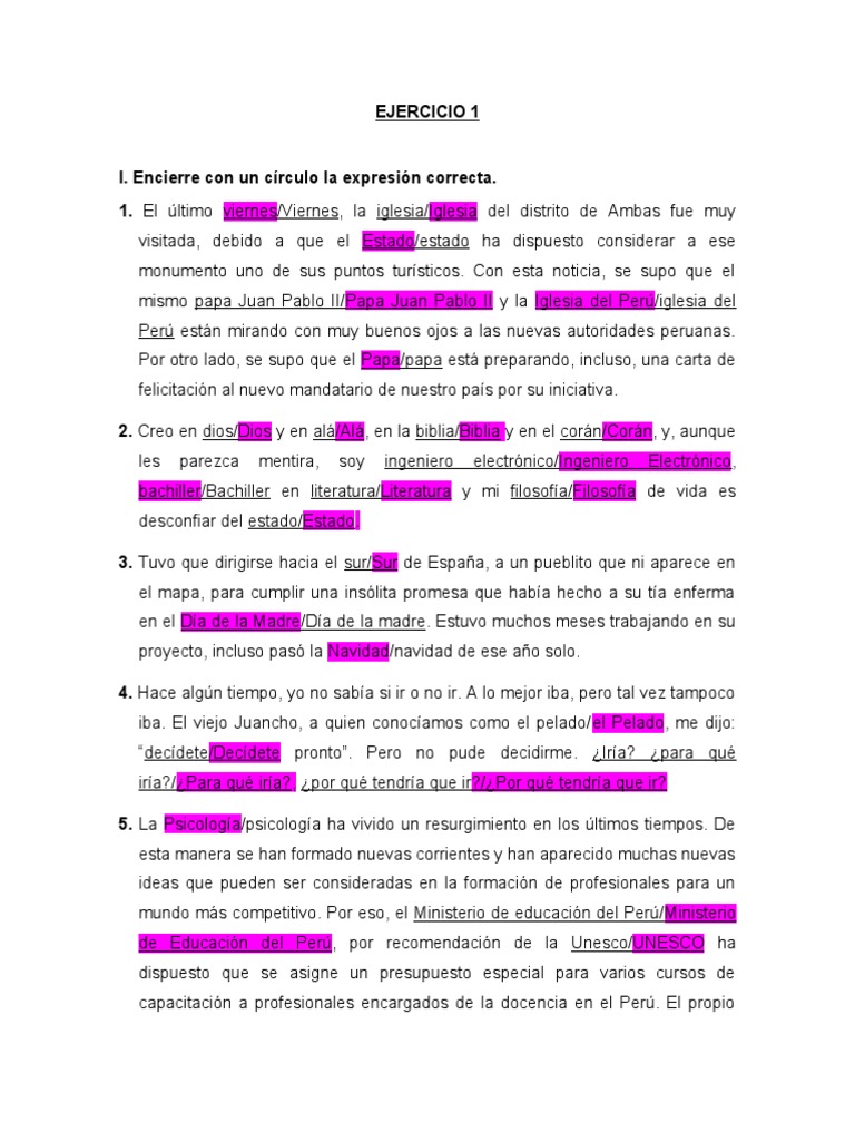 Ejercicios de Mayúsculas para 2° Grado | PDF | Perú